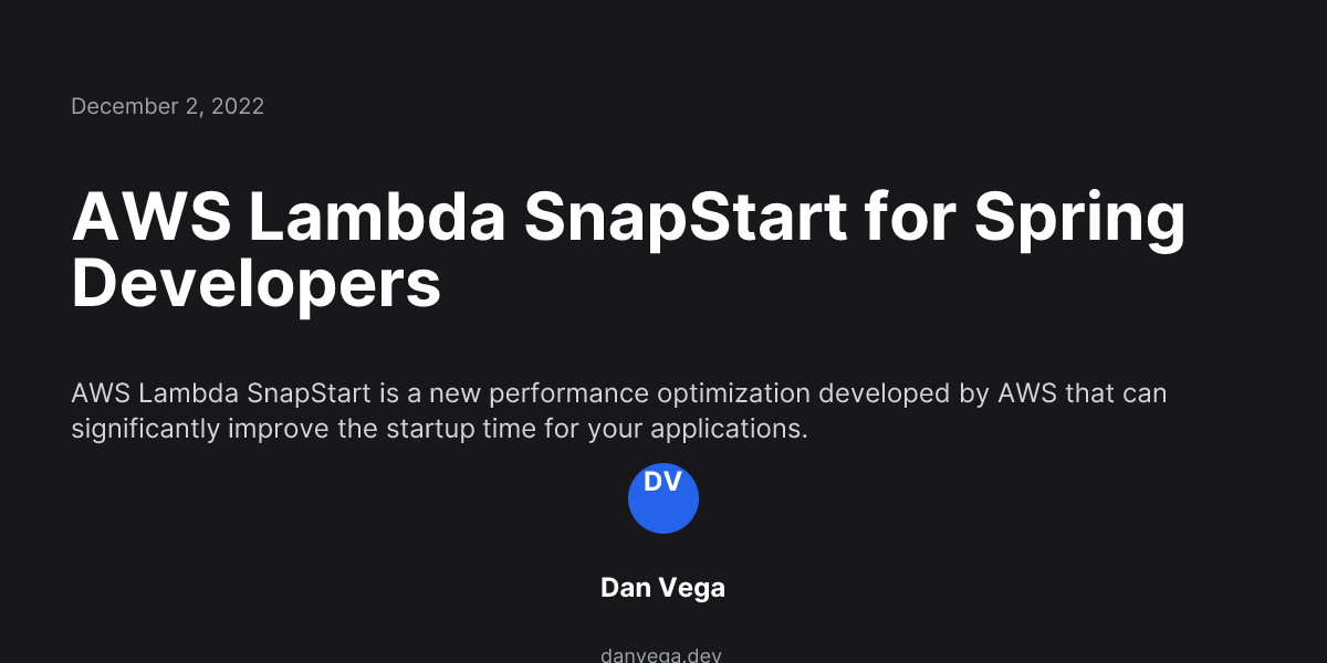 AWS Lambda SnapStart for Spring Developers